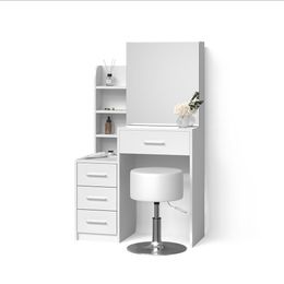 SCHMINKTISCH Loreta Wei&szlig; 80 cm mit Hocker