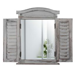 MCW WANDSPIEGEL MIT FENSTERL&Auml;DEN Hellgrau
