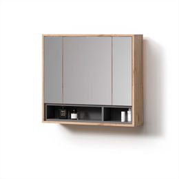 BADSPIEGELSCHRANK Temo Artisan Eiche/Anthrazit 80 x 72 cm