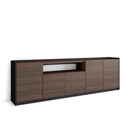 SIDEBOARD, Highboard, Dunkler Eiche und Schwarz, 260/37/80cm