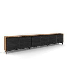 LOWBOARD, Schwarz und Eiche, 309/35/61cm, mit Beinen