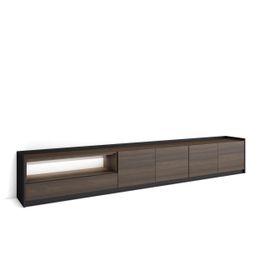 LOWBOARD, Dunkler Eiche und Schwarz, 310/37/50cm, mit Led