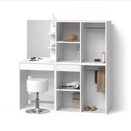 SCHMINKTISCH Nola Wei&szlig; 140 cm mit Hocker und Schrank