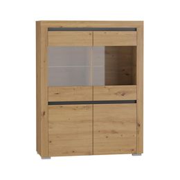 GESCHIRRSCHRANK Kasla Holz und Anthrazitgrau