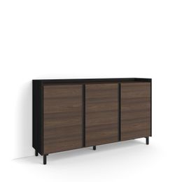 SIDEBOARD, Dunkler Eiche und Schwarz, 156/35/91cm, mit Beinen