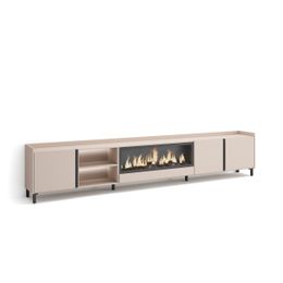 LOWBOARD, Beige, 315/35/61cm, Kamin mit Feuereffekt XXL