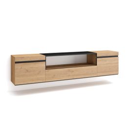 LOWBOARD H&auml;ngend, Eiche, Schwarz, 200/35/45cm