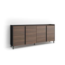 SIDEBOARD, Dunkler Eiche und Schwarz, 207/35/91cm, mit Beinen