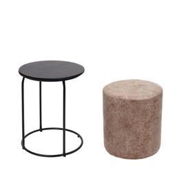 MCW SITZHOCKER/BEISTELLTISCH Braun 2er-Set