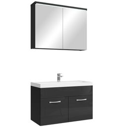 Badplaats BADM&Ouml;BEL-SET Paso 3 Teile Schwarz Hochglanz - 80 x 35 x 55 cm