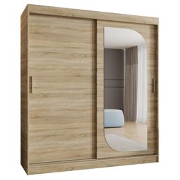 SCHIEBET&Uuml;RENSCHRANK mit Spiegel LUCY 200/180/62 2-t&uuml;rig