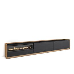 LOWBOARD, Schwarz Eiche, Elektrokamin, 310/37/50cm