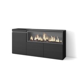 SIDEBOARD Highboard, Elektrokamin XXL, schwarz, 158/35/75cm