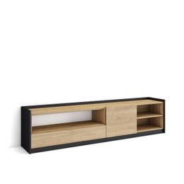 LOWBOARD, Eiche Schwarz, 207/37/50cm