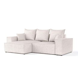 ECKSOFA SENSO mit Schlaffunktion Hellbeige im Neve Stoff