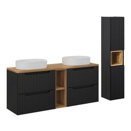BADM&Ouml;BEL 140.4cm Riva 2er-Set Schwarz und Holz