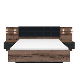 BETT 180/200 Romane Holz und Schwarz