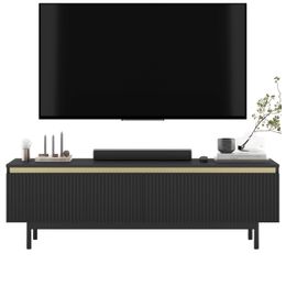 TV-SCHRANK Selene Schwarz Matt mit Metallrahmen 140 cm