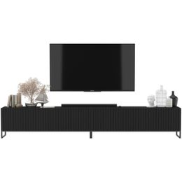 TV-LOWBOARD 2er-Set Elpis Schwarz matt mit schwarzem Metallrahmen 150 cm