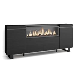SIDEBOARD, Elektrokamin XXL, schwarz, 208/35/87cm