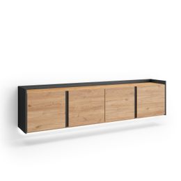 LOWBOARD, Eiche und Schwarz, 207/35/50cm, H&auml;ngend