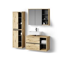 BADM&Ouml;BEL-SET Vomano Artisan-Eiche 3 Teile