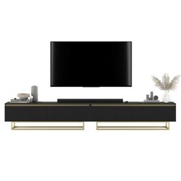 TV-LOWBOARD 2-er Set Selene Glamour Schwarz Matt mit Metallrahmen 140 cm