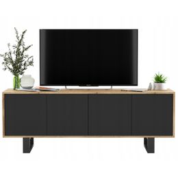 TV-SCHRANK Apollo2 Eiche wotan Schwarz Matt mit Metallbeinen 150 cm