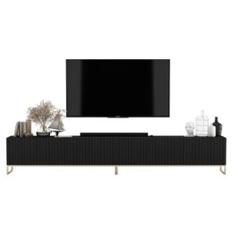 TV-LOWBOARD 2-er Set Elpis Schwarz Matt mit Metallrahmen 150 cm