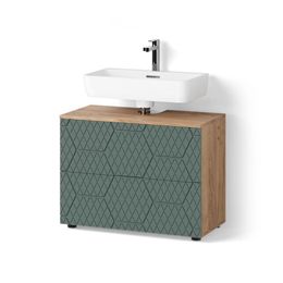 WASCHBECKENUNTERSCHRANK Ronco Gr&uuml;n 80 x 58.6 cm mit 2 Schubladen