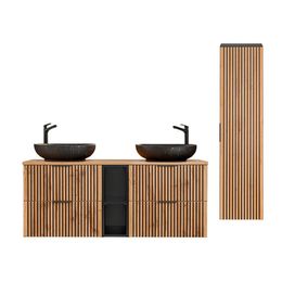 BADM&Ouml;BEL 140.6cm Gaia 2er-Set Holz in Eichenoptik und Schwarz