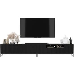 TV-LOWBOARD 2er-Set Elpis2 Schwarz matt mit schwarzem Metallrahmen 150 cm