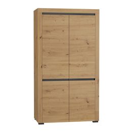 SCHRANK 2 T&uuml;ren Kasla Holz und Anthrazitgrau