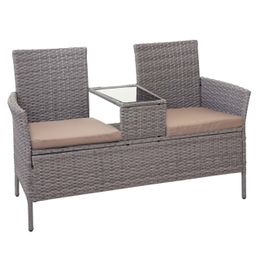 MCW POLY-RATTAN SITZBANK Hellgrau, Beige