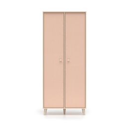 SCHRANK 2 T&uuml;ren Alycia Beige - Korallenrosa - Holzeffekt