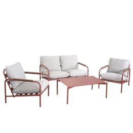 MCW GARTENGARNITUR Rot, Beige 1x 2-Sitzer Gartenbank, 2x Sessel und 1x Tisch-Set