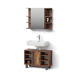 BADM&Ouml;BEL-SET Fucino Eiche rustikal 2 Teile, Unterschrank 80 cm