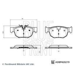 Blue Print Bremsbelagsatz, Scheibenbremse adbp420219 Hinterachse f&uuml;r JAGUAR LAND ROVER