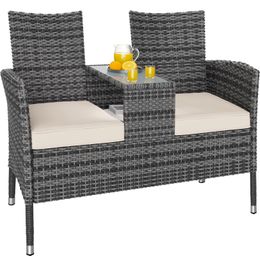 Casaria Polyrattan Kino Bank Grau/Beige 145x58x87cm