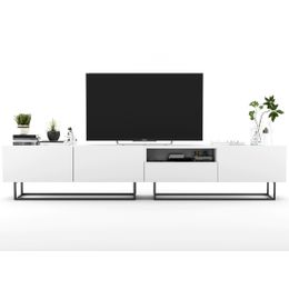 TV-LOWBOARD 2-er Set Enjoy Wei&szlig; Matt Schublade mit Metallrahmen 120 cm