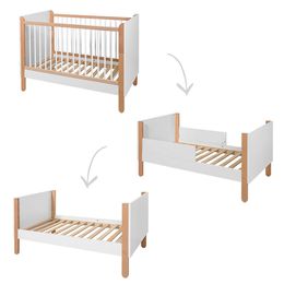 GITTERBETT 60/120 Laurie Wei&szlig; und Holz