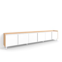 LOWBOARD, Wei&szlig; und Eiche, 309/35/61cm, mit Beinen