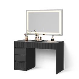 SCHMINKTISCH Allia Schwarz 120 cm mit LED-Spiegel