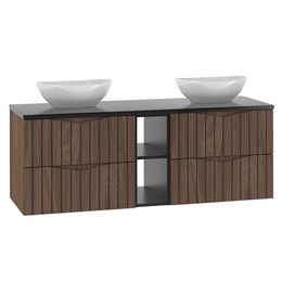 DOPPELWASCHTISCH 140.6cm Siena Holz und Schwarz