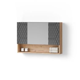 BADSPIEGELSCHRANK Ronco Anthrazit mit Wabenstruktur 80 x 55 cm