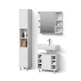 BADM&Ouml;BEL-SET Fucino Wei&szlig; 3 Teile, mit Hochschrank