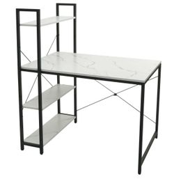 MCW SCHREIBTISCH MIT REGAL eckig Marmor Wei&szlig; Dekor