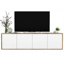 TV-SCHRANK Apollo2 Eiche wotan Wei&szlig; Matt 150 cm
