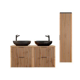 BADM&Ouml;BEL 120.6cm Gaia 2er-Set Holz in Eichenoptik und Schwarz