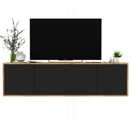 TV-SCHRANK Apollo2 Eiche wotan Schwarz Matt 150 cm
